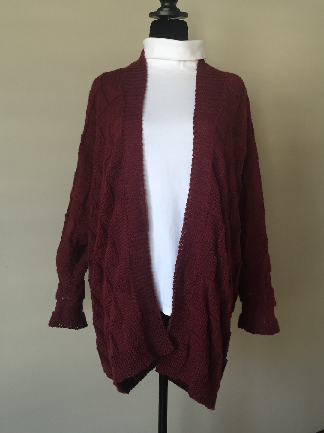 Checkered Knit Cardigan Pattern - Etsy