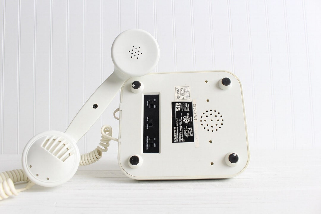 Vintage White Phone, Push Button Telephone, Grand Phone, PF Product ...