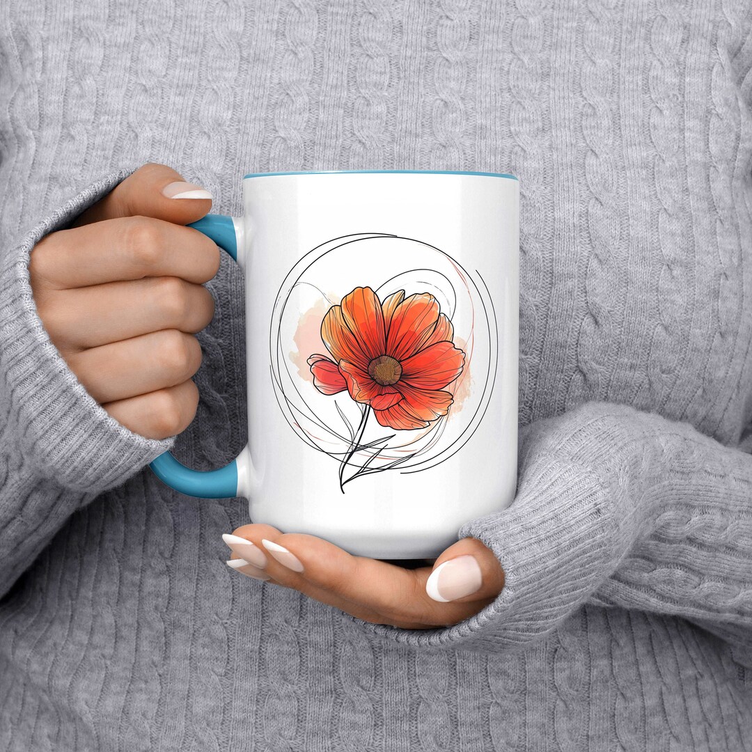 October Marigold Birth Month Flowers, 15oz Coffee Mug, Two-tone Accent ...