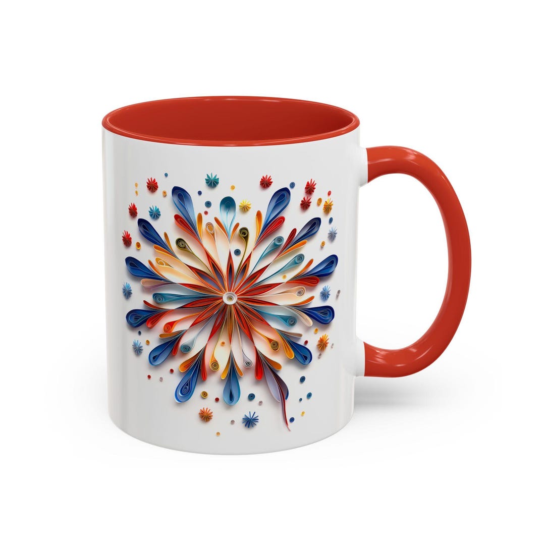 Patriotic Paper Quilling Style Coffee Mug – 15oz & 11oz Fourth of July ...
