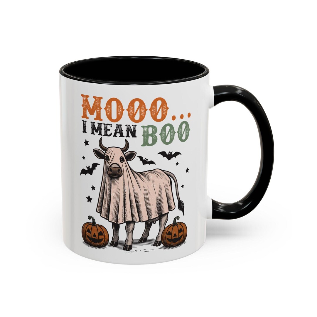 Mooo... I Mean Boo Vintage Cow Halloween Mug 11oz & 15oz Sizes Funny ...