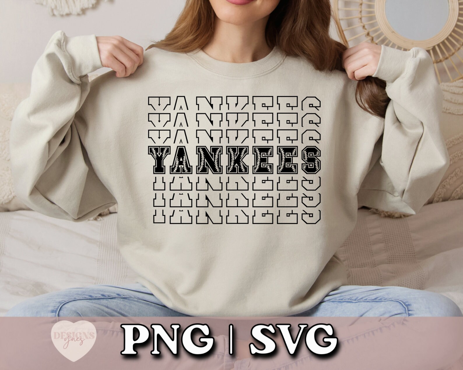 Yankees SVG New York Baseball Mom Png Trendy Varsity Stacked Yankees ...