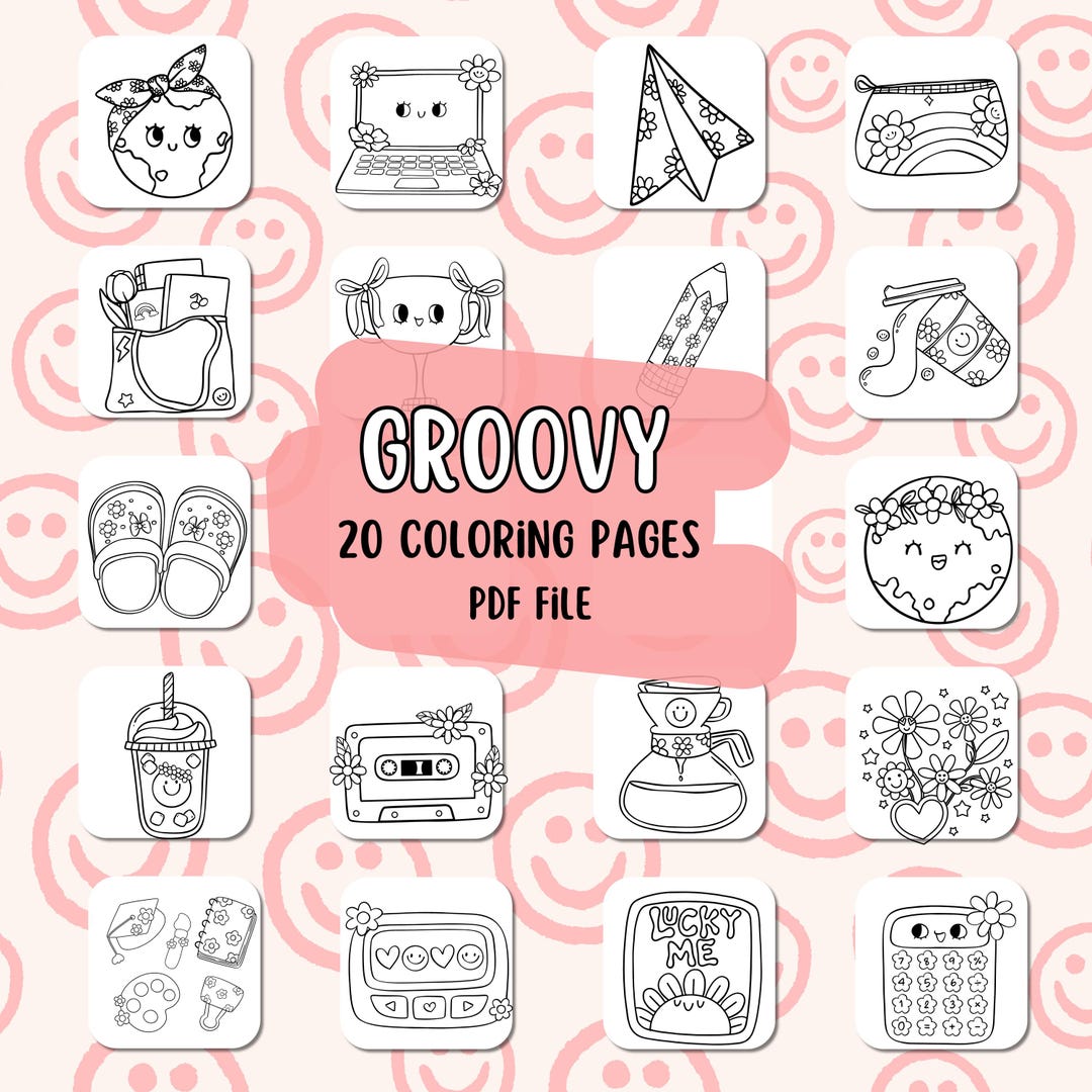 Groovy Coloring Pages, Cozy Coloring Page, Kawaii, Digital, Pdf - Etsy