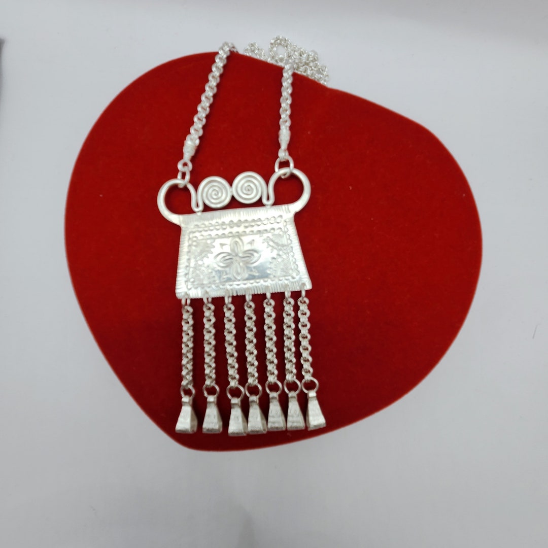 Hmong Necklaces Real Silver 99.6 Dangling Phiaj Sz 24" - Etsy