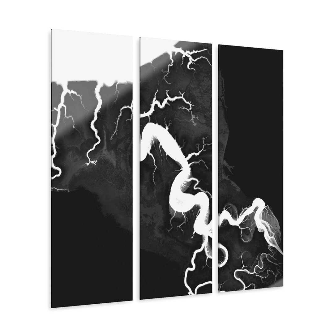 Eagle River Elevation Triptych: 3-piece Acrylic Glass Art, Geography ...
