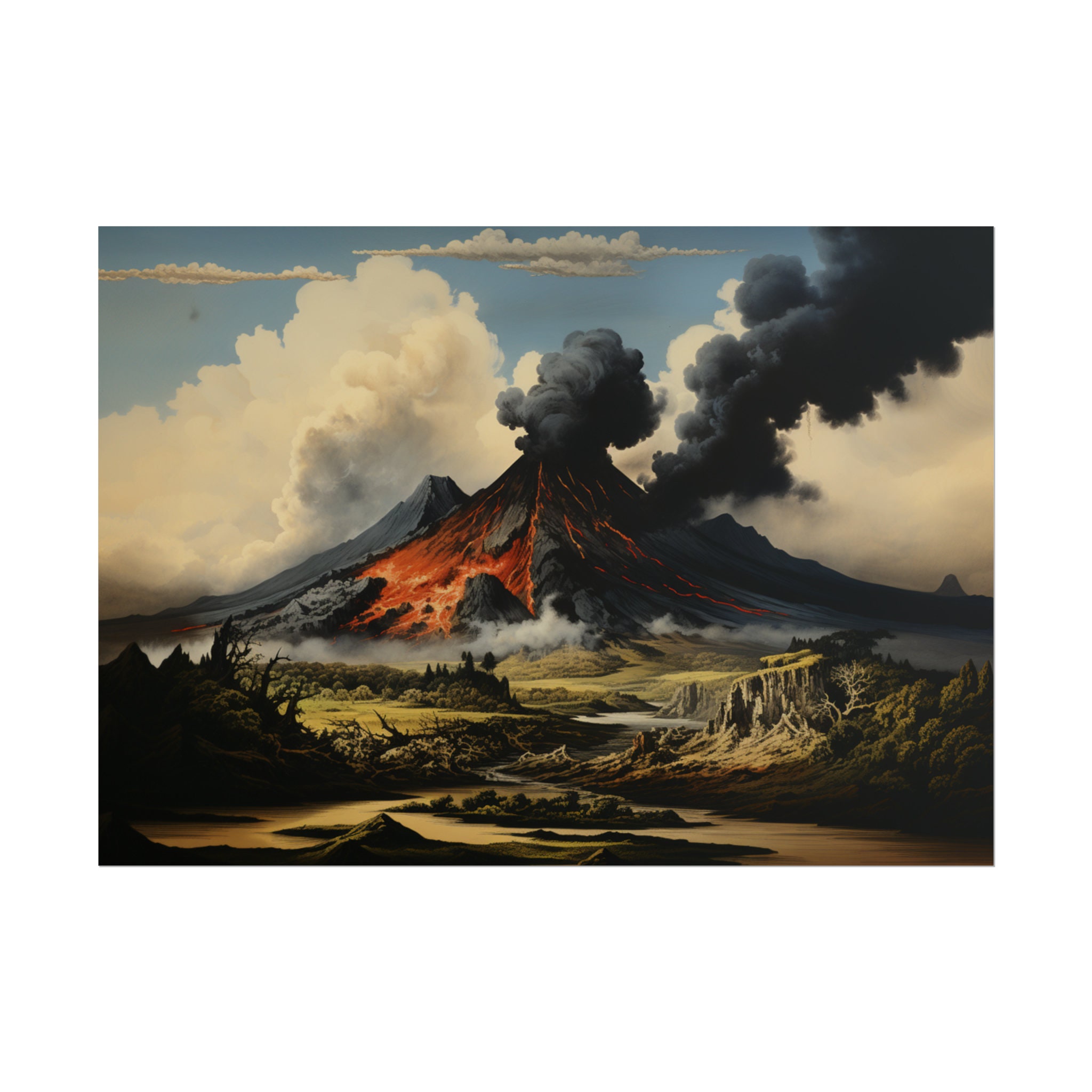 Volcano Art Print, Fine Art, Poster Print, Living Room Art, Volcanic ...
