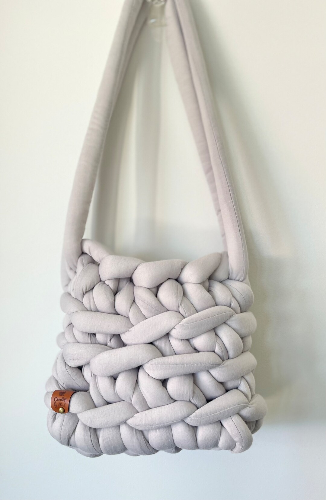 Light Grey Hand Crochet Yarn Bag - Etsy