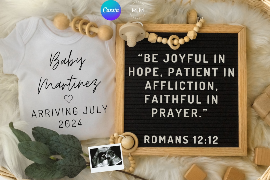 Romans Hope Prayer Listen Religious Baby Announcement, Digital ...