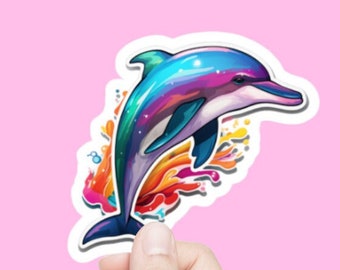 Rainbow Prism Dolphin Vinyl Sticker 5 - Etsy