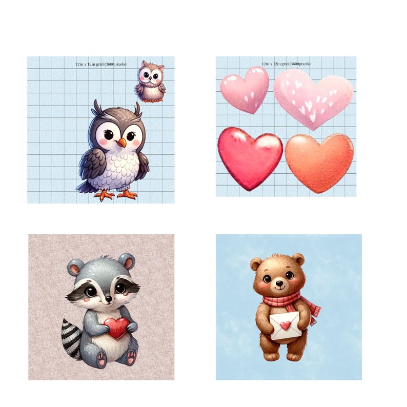 Woodland Animal Valentine's Day Clipart - Etsy