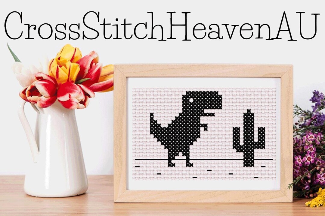 Dinosaur Dash - Beginners Cross Stitch Pattern - Easy to Make - Digital ...