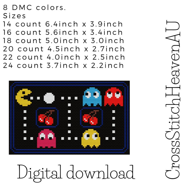 Pac-man Cross Stitch Pattern - Digital Download - Etsy