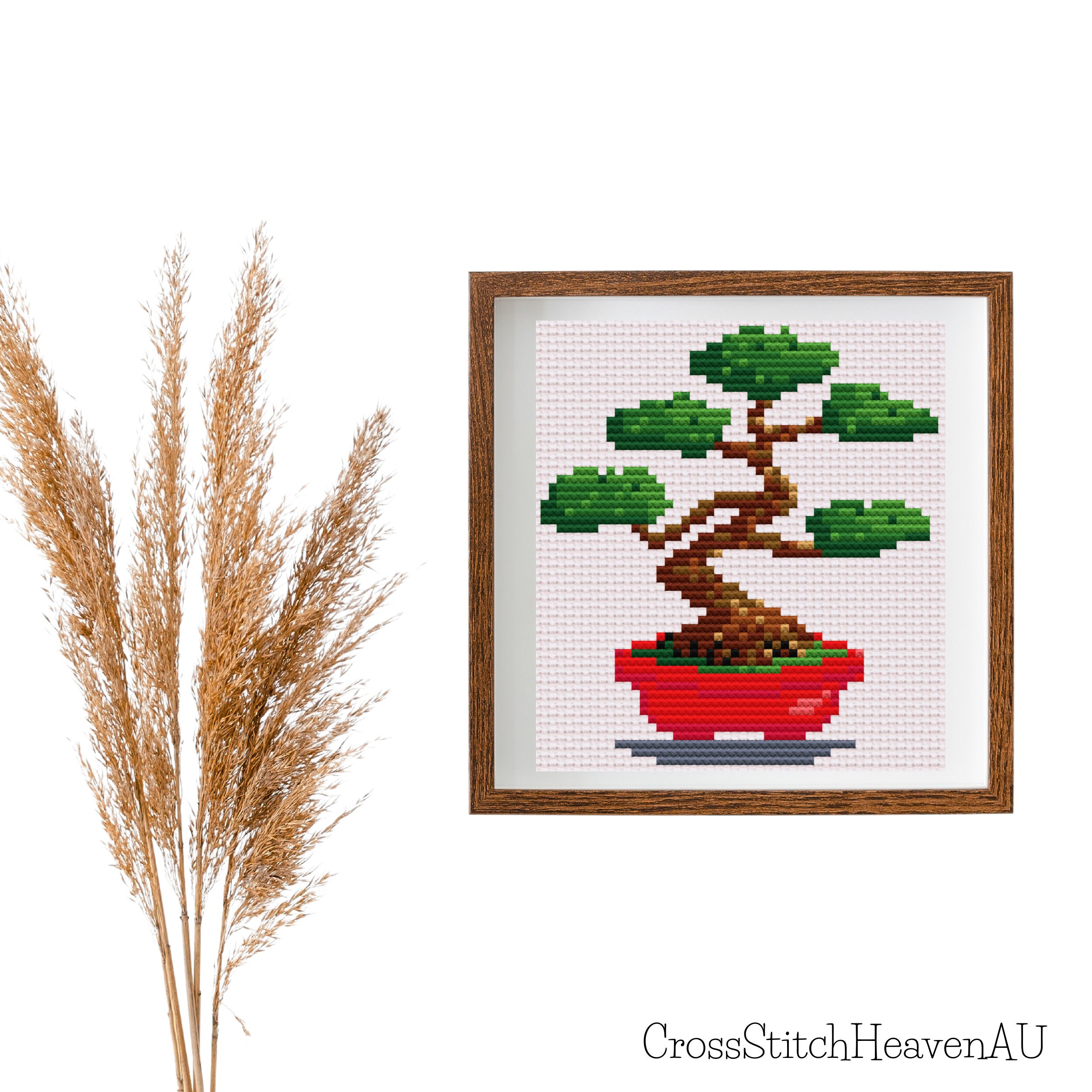 Bonsai Tree Red Pot - Cross Stitch Pattern - Instant PDF Download - Etsy