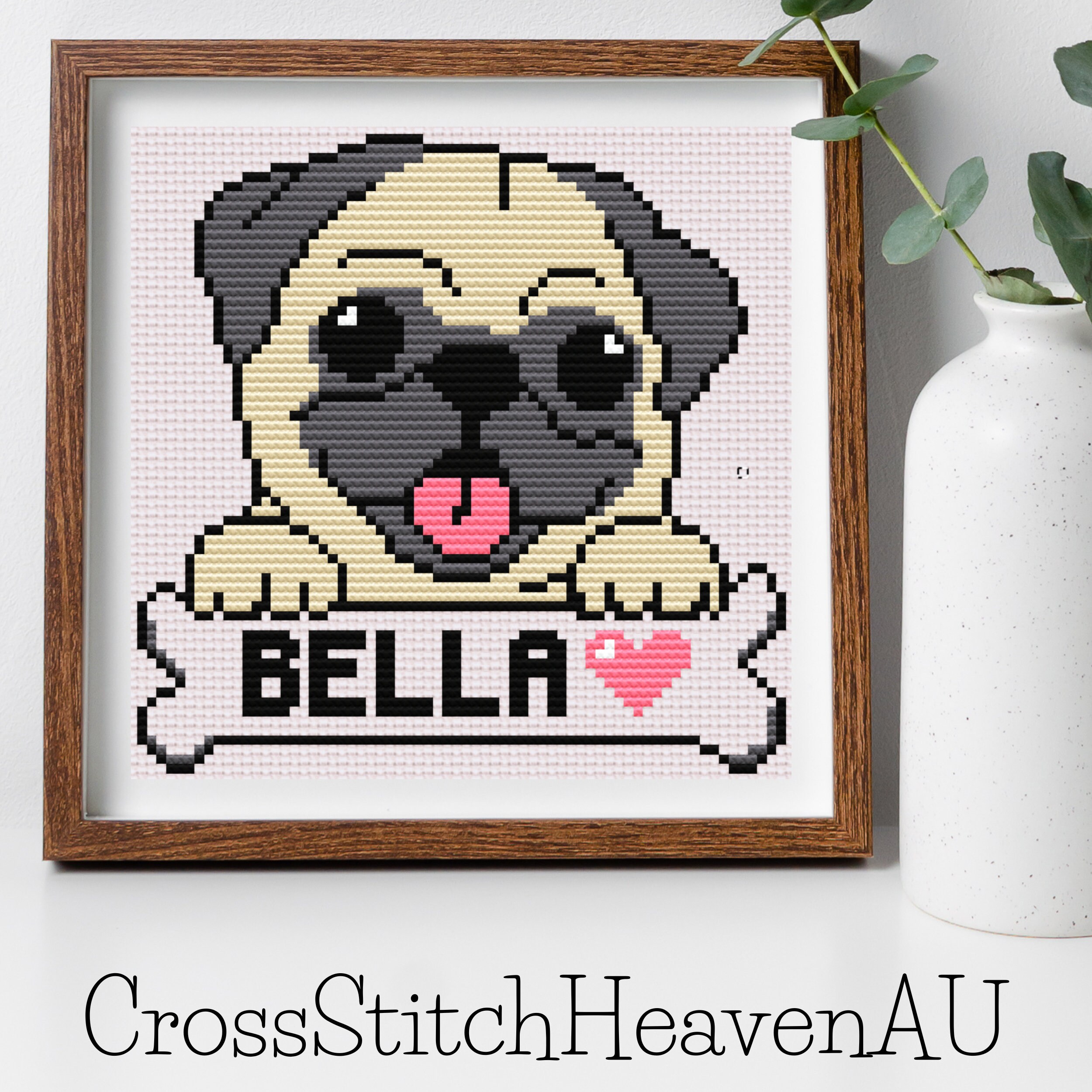 Custom Pug Name Alphabet Included Cross Stitch Pattern Instant PDF ...