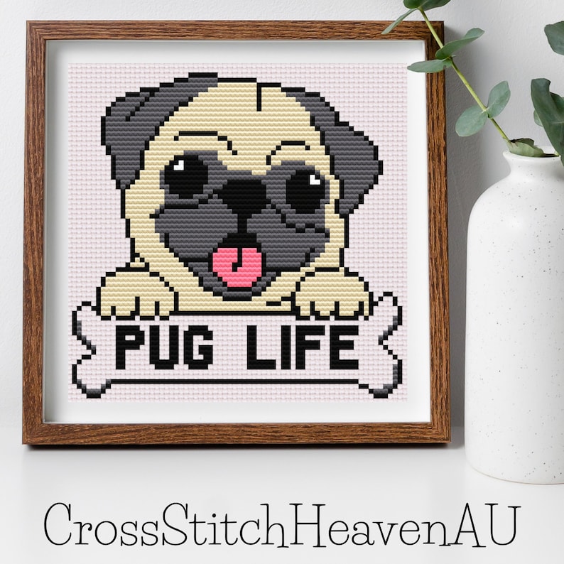 Pug Life With Bone Cross Stitch Pattern - Instant PDF Download - Etsy