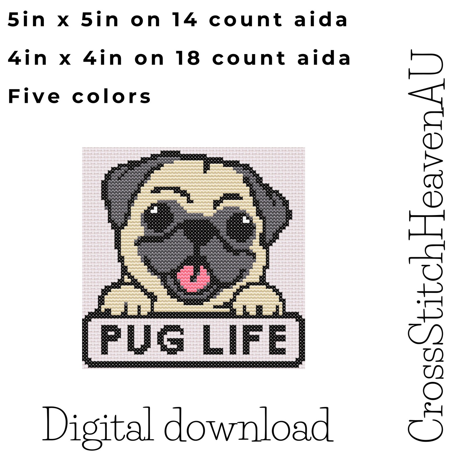 Pugs Life Cross Stitch Pattern - Instant PDF Download - Etsy