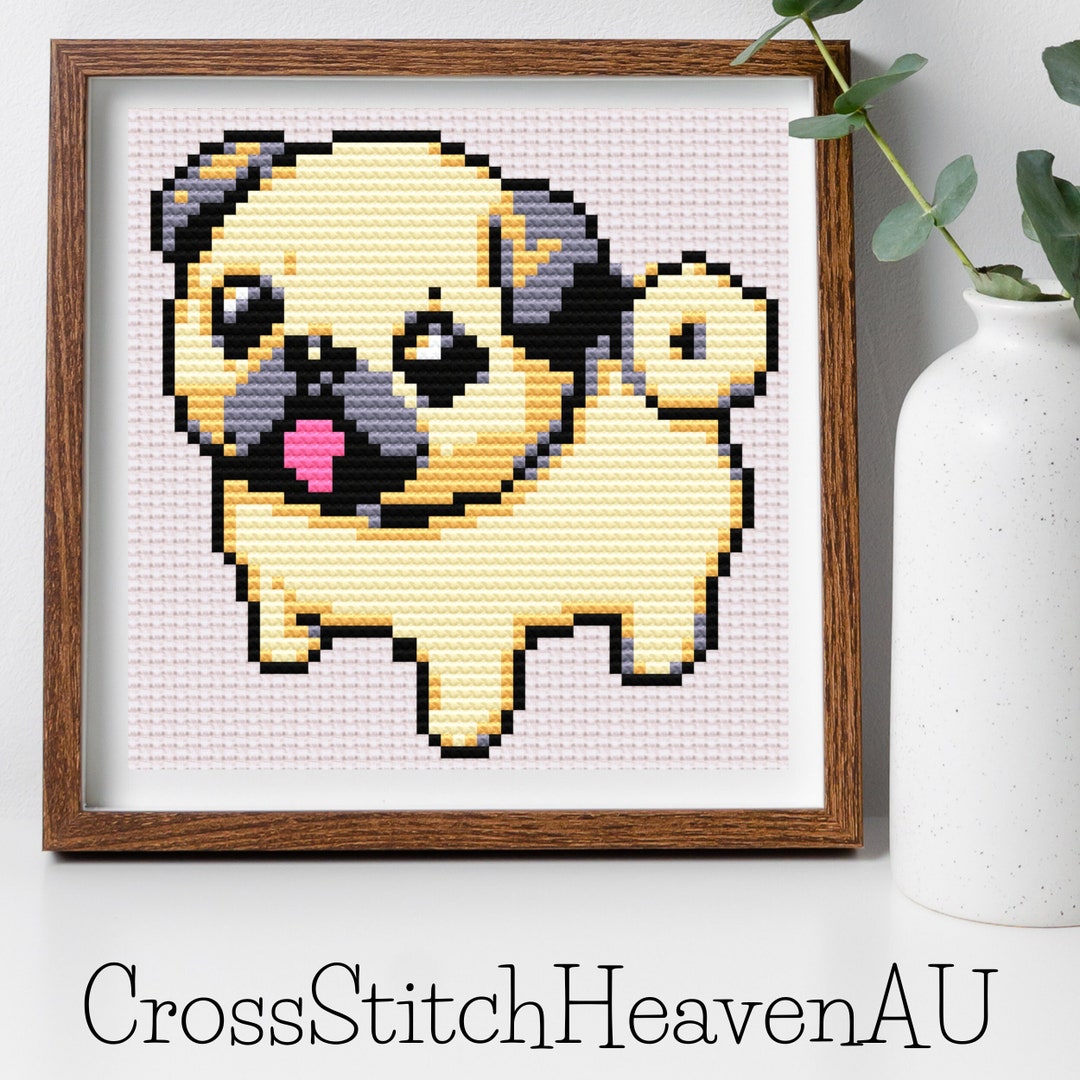 Cheeky Cute Pug Kawaii Cross Stitch Pattern - Instant PDF Download - Etsy