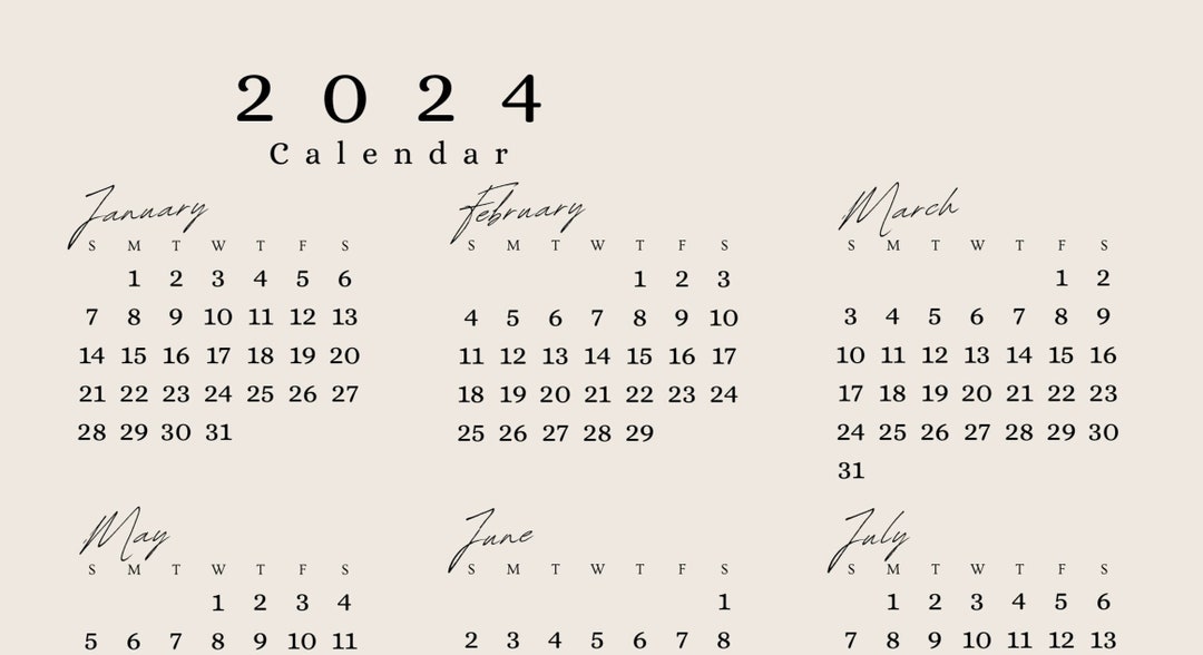 2024 Calendar Minimalist - Etsy