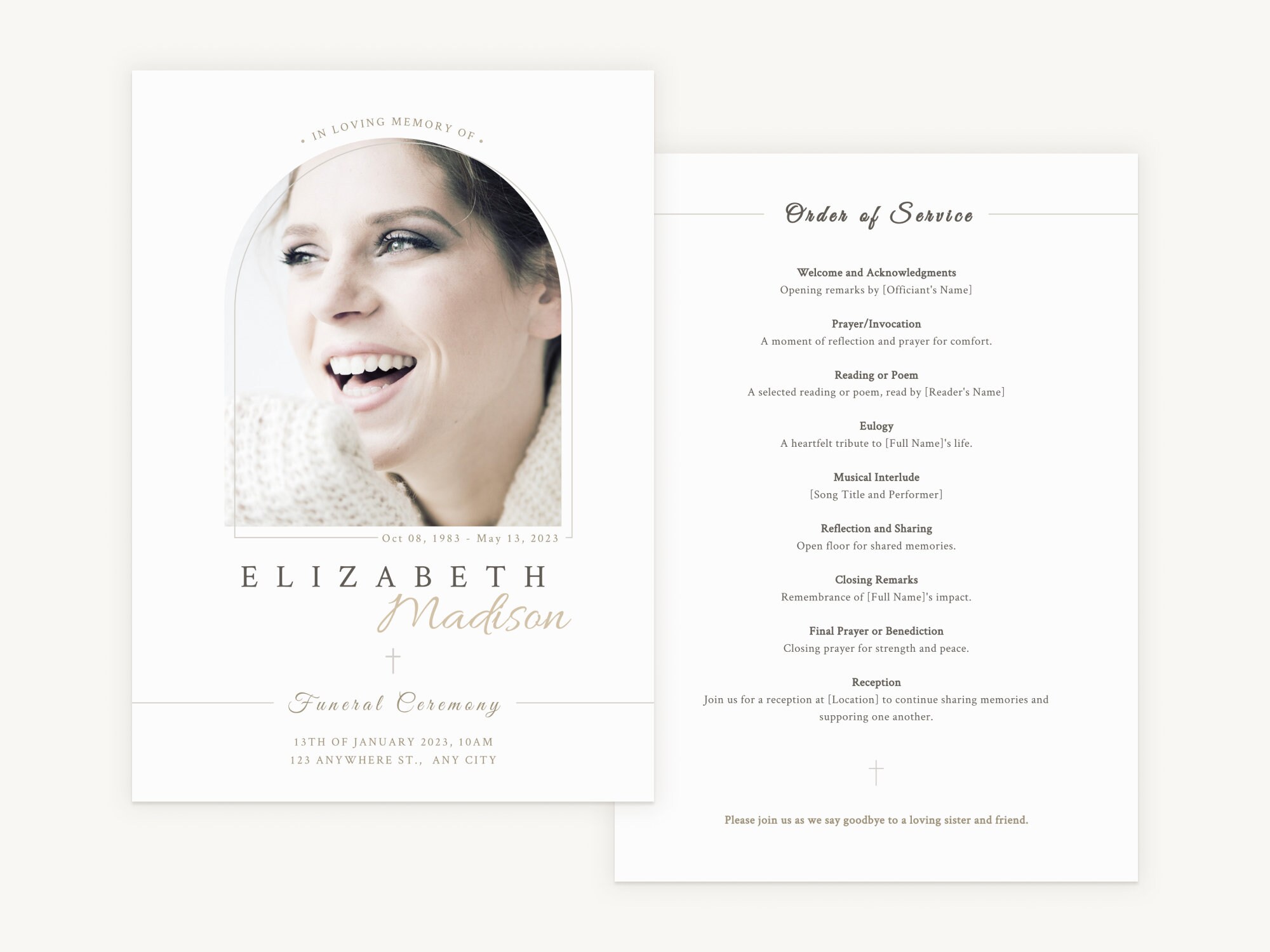 Minimalist Obituary Invitation Bundle Card and Evite Template, Modern ...