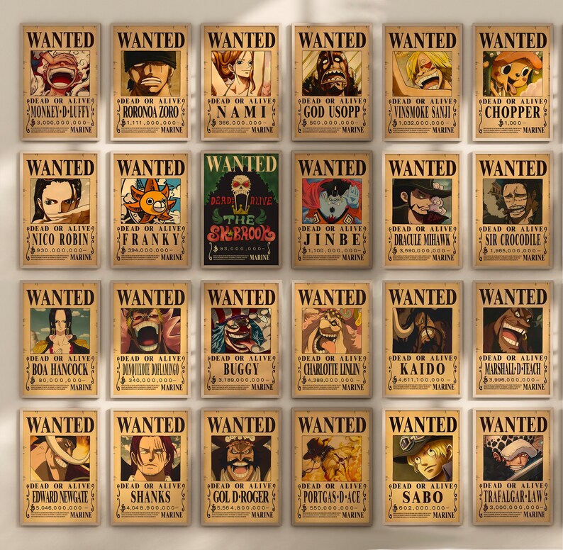 25 Wanted Poster One Piece 10K 300dpi JPG BUNDLE High Quality Instant ...