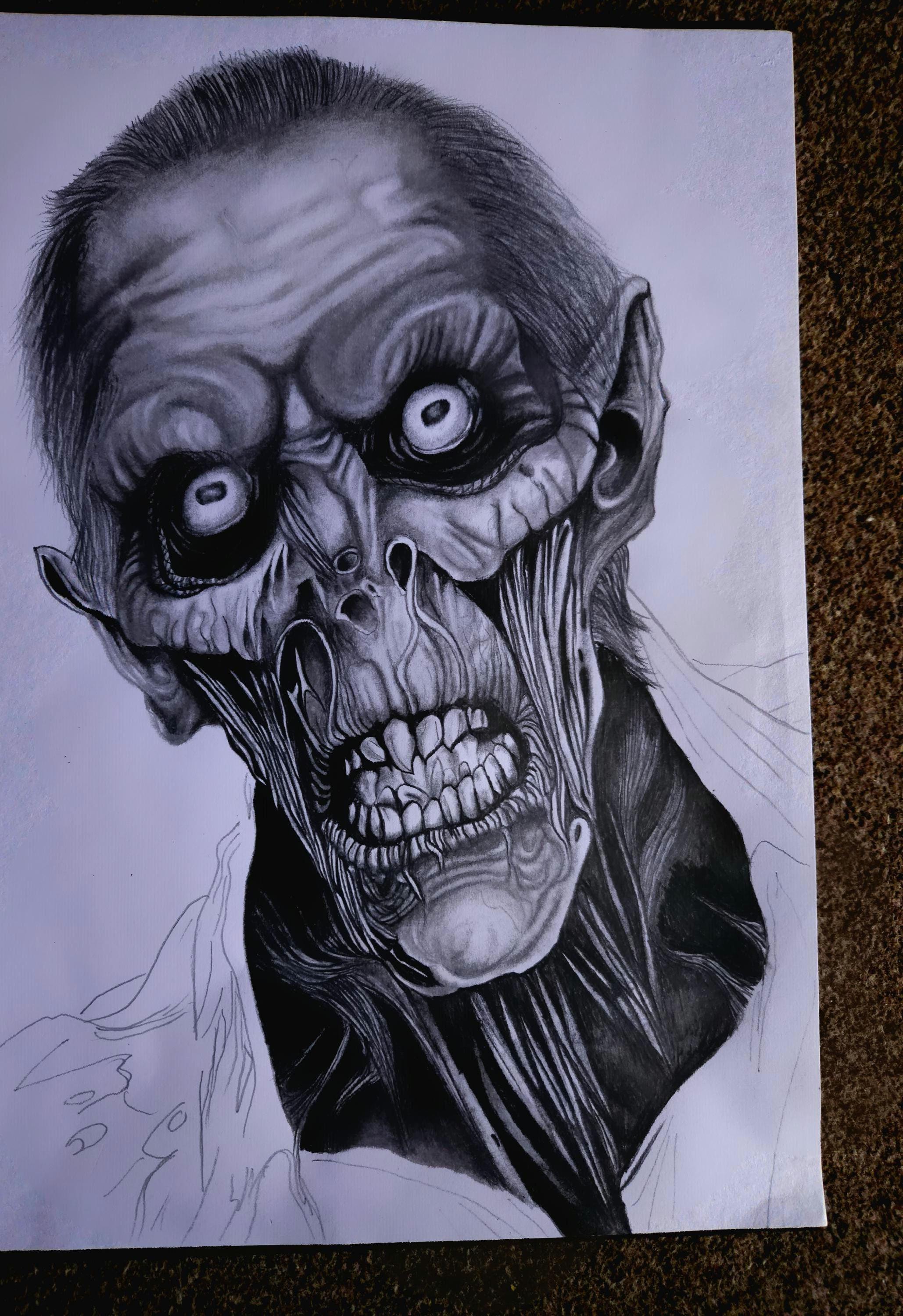 The Rotter, Original A3 Drawing, Fan Art, Horror Art, Zombie, Wall Art ...