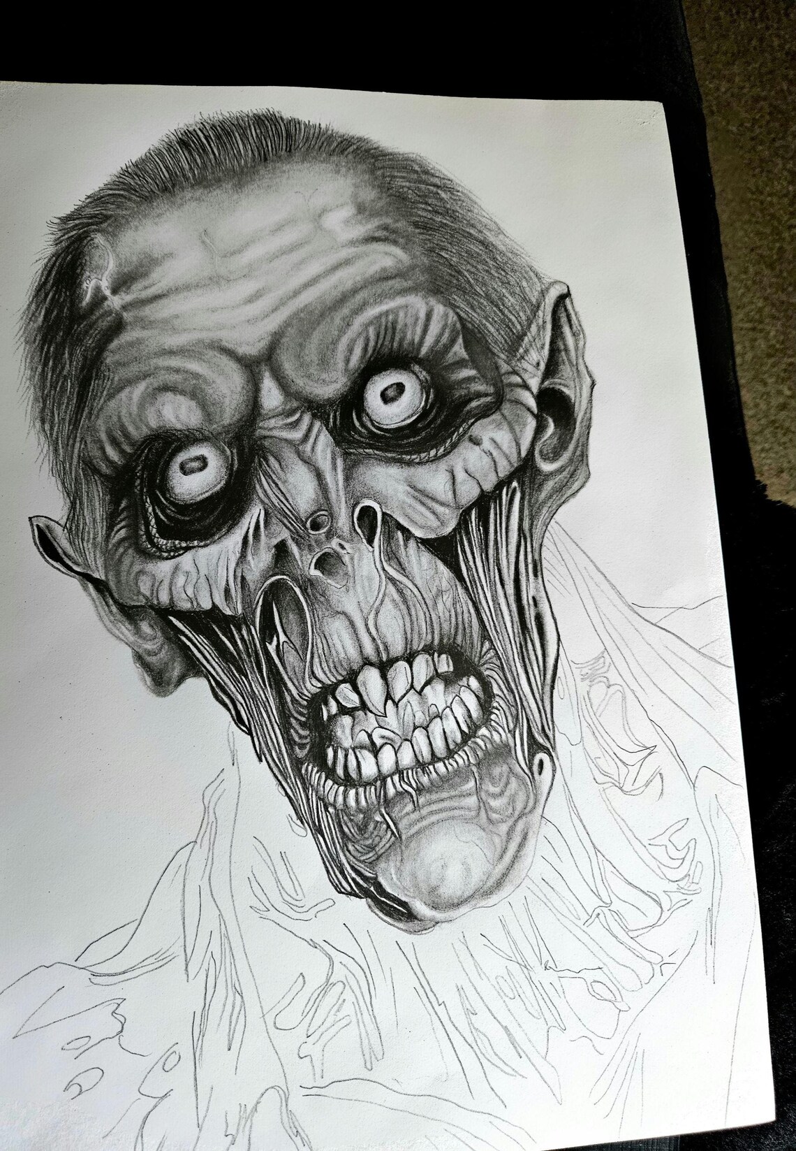 The Rotter, Original A3 Drawing, Fan Art, Horror Art, Zombie, Wall Art ...
