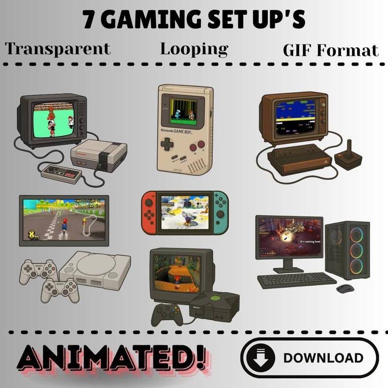 7 Animated Gaming Console Gifs – Retro Game System Overlays ...