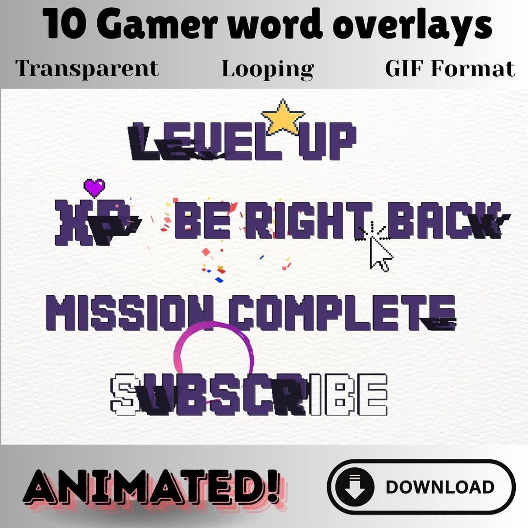 Animated Gamer Pixel Gifs | Stream Overlay Pack (digital Download ...