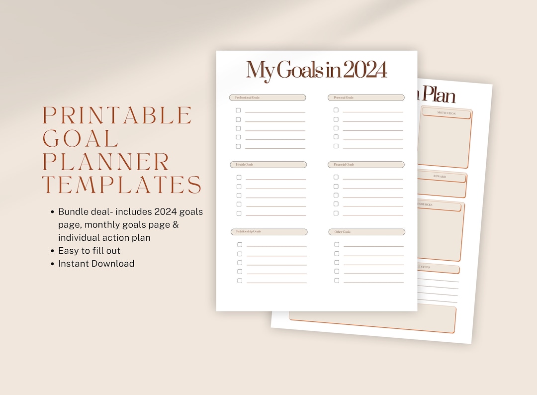 2024 Goal Planner- Printable, Instant Digital Download - Etsy