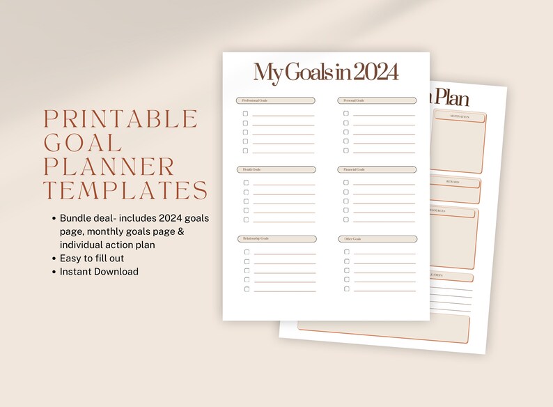 2024 Goal Planner- Printable, Instant Digital Download - Etsy