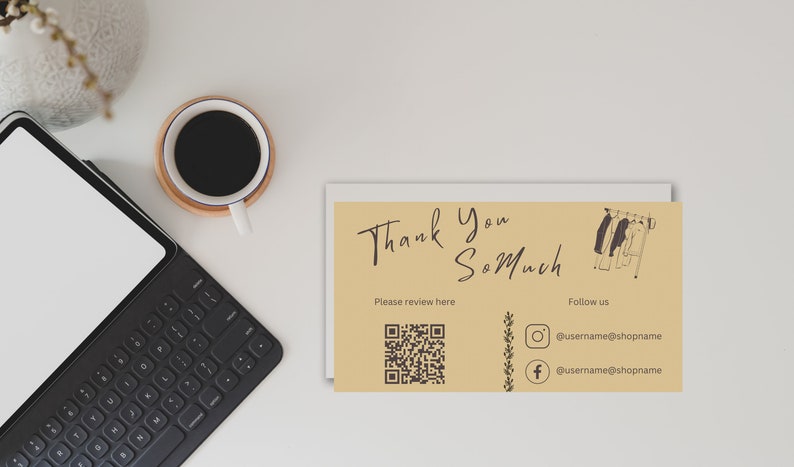 Buisness Card Simple QR Code ,thank You Card , Instant Download ...