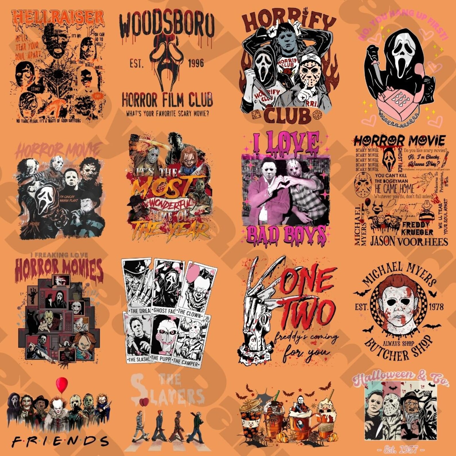 16 Halloween Character Png Bundle, Horror Characters Png Bundle, Horror ...