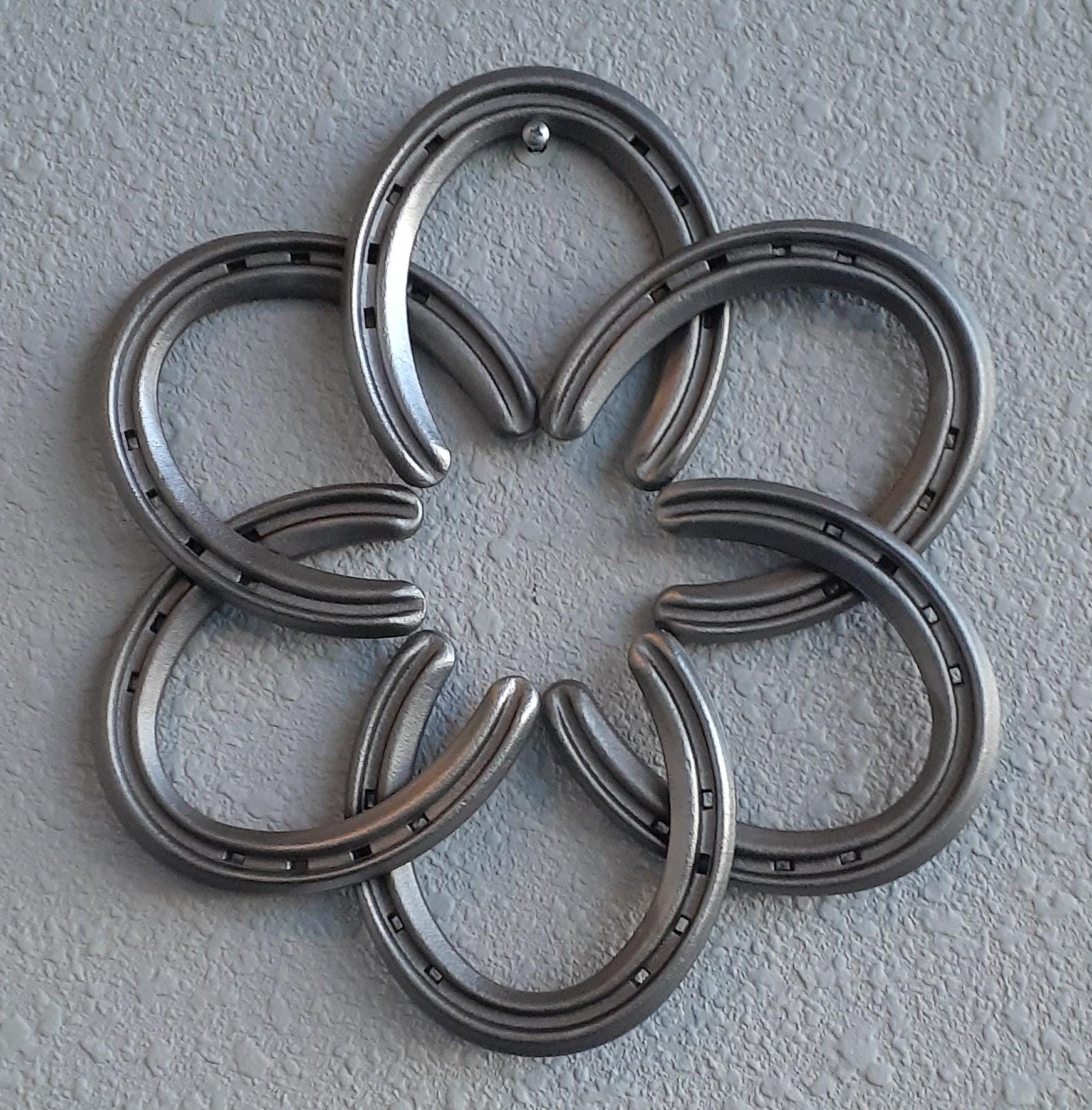 Handmade Horseshoe Flower Wall Decor: Rustic Metal Art, 12-inch - Etsy