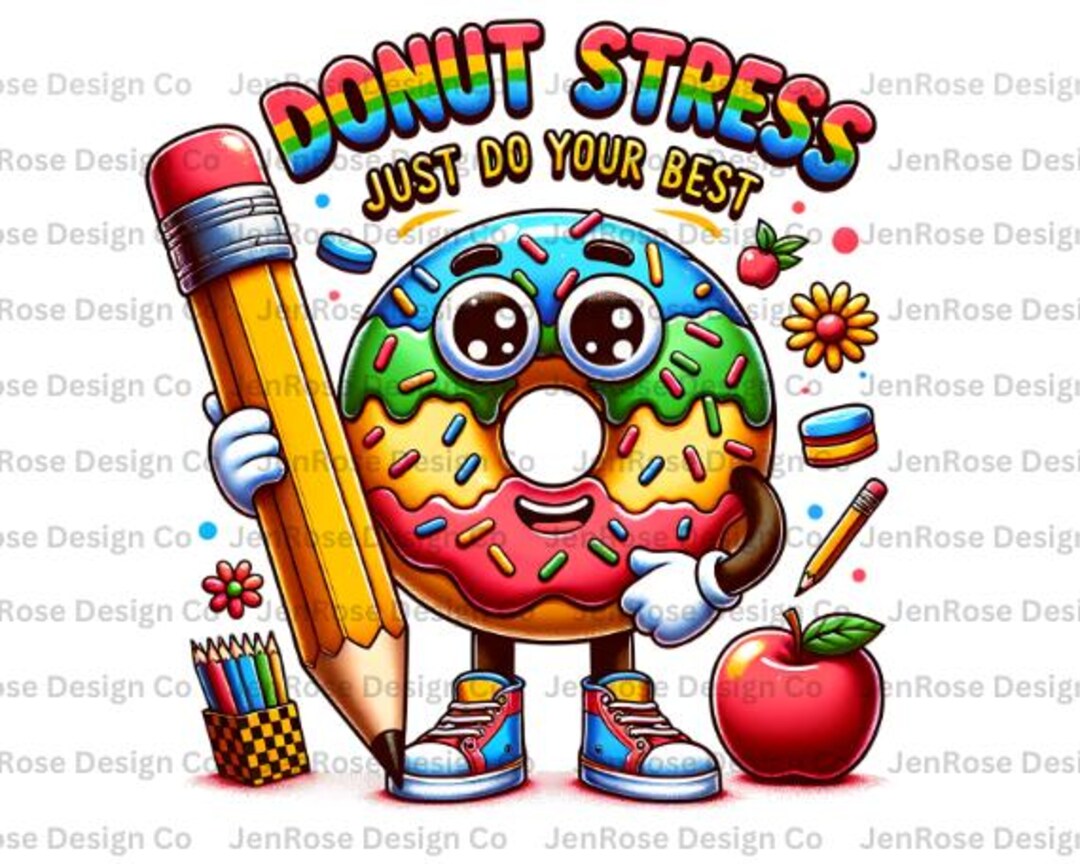Donut Stress Just Do Your Best PNG, School Teacher Design, Positive ...