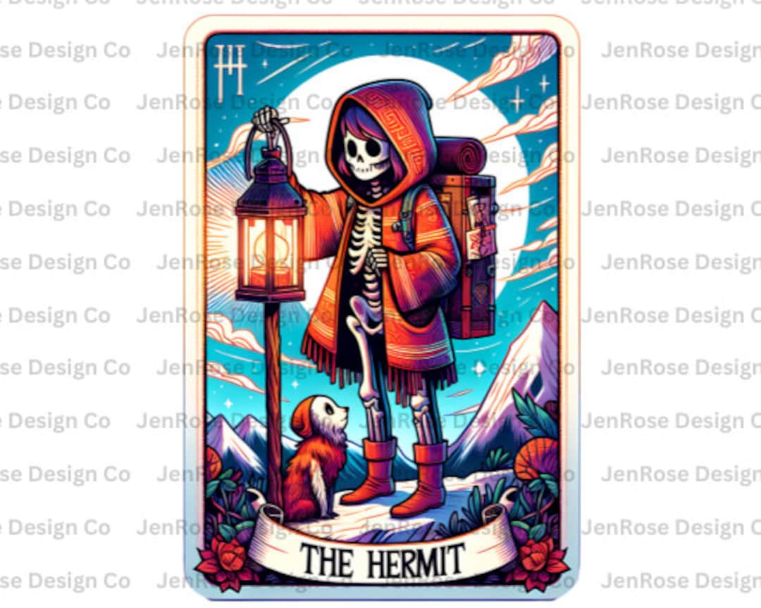 The Hermit Funny Tarot Card, Adult Humor PNG, Sarcastic Skeleton ...