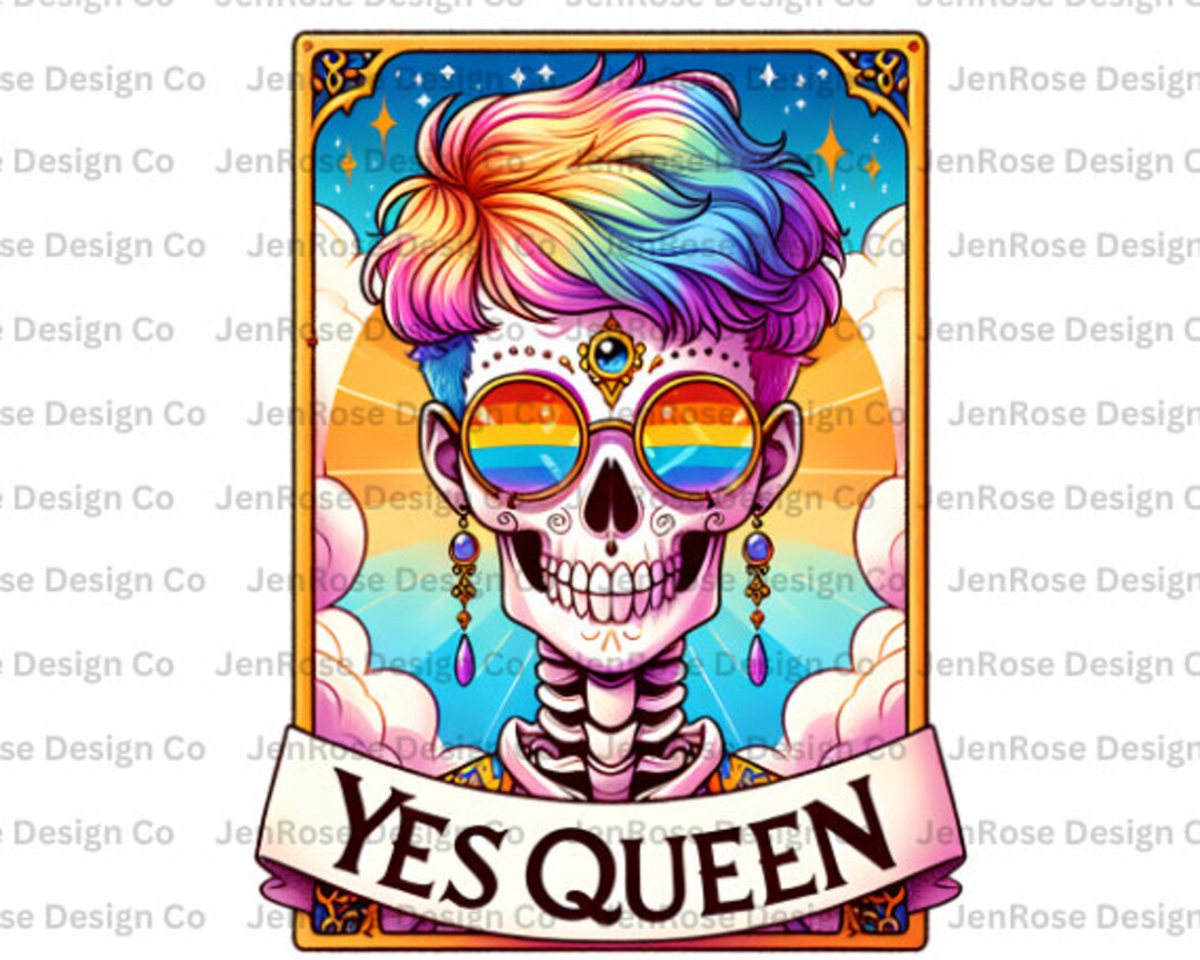 The Yes Queen Funny Tarot Card, Adult Humor PNG, Sarcastic Skeleton ...