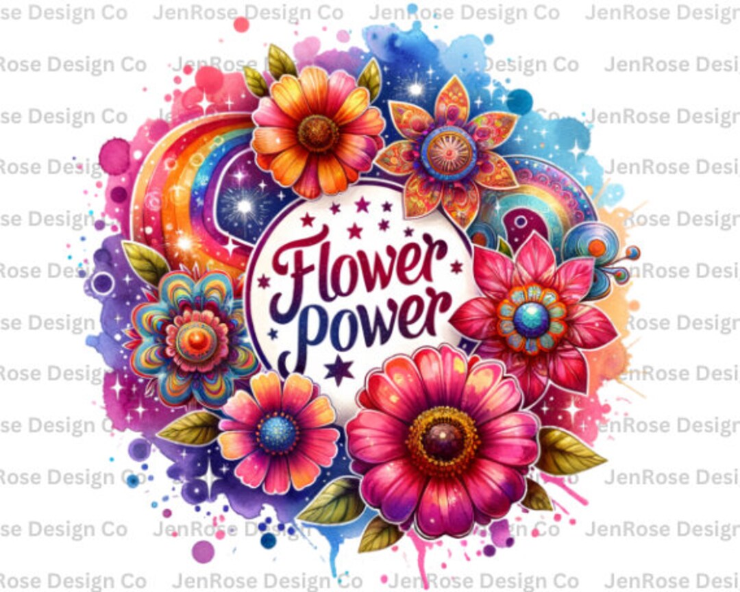 Flower Power Png, Digital Download Only Sublimation Design PNG File 300 ...