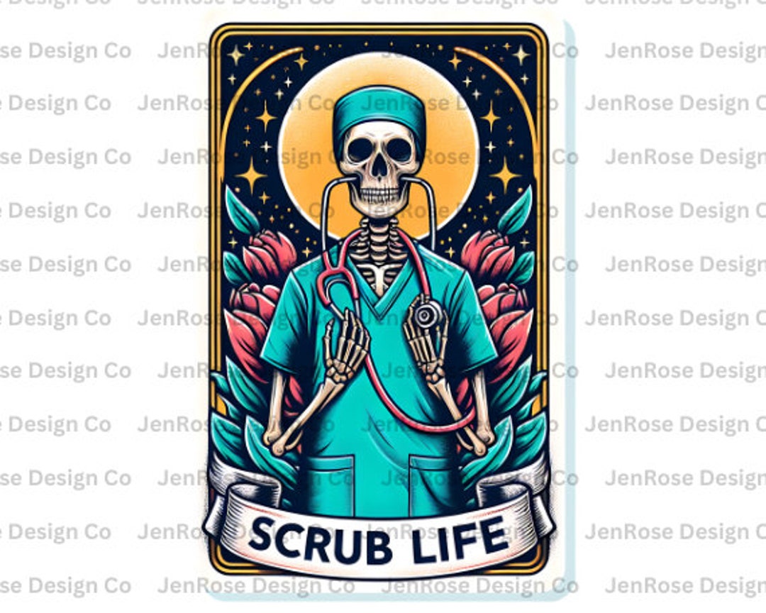 Scrub Life Funny Tarot Card, Adult Humor PNG, Sarcastic Skeleton ...