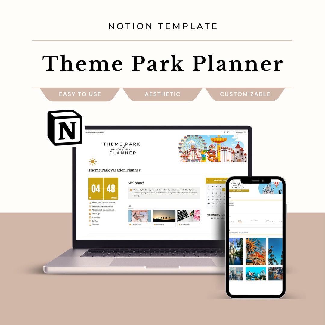 Notion Travel Journal Dashboard, Theme Park Planner, Vacation Tracker ...