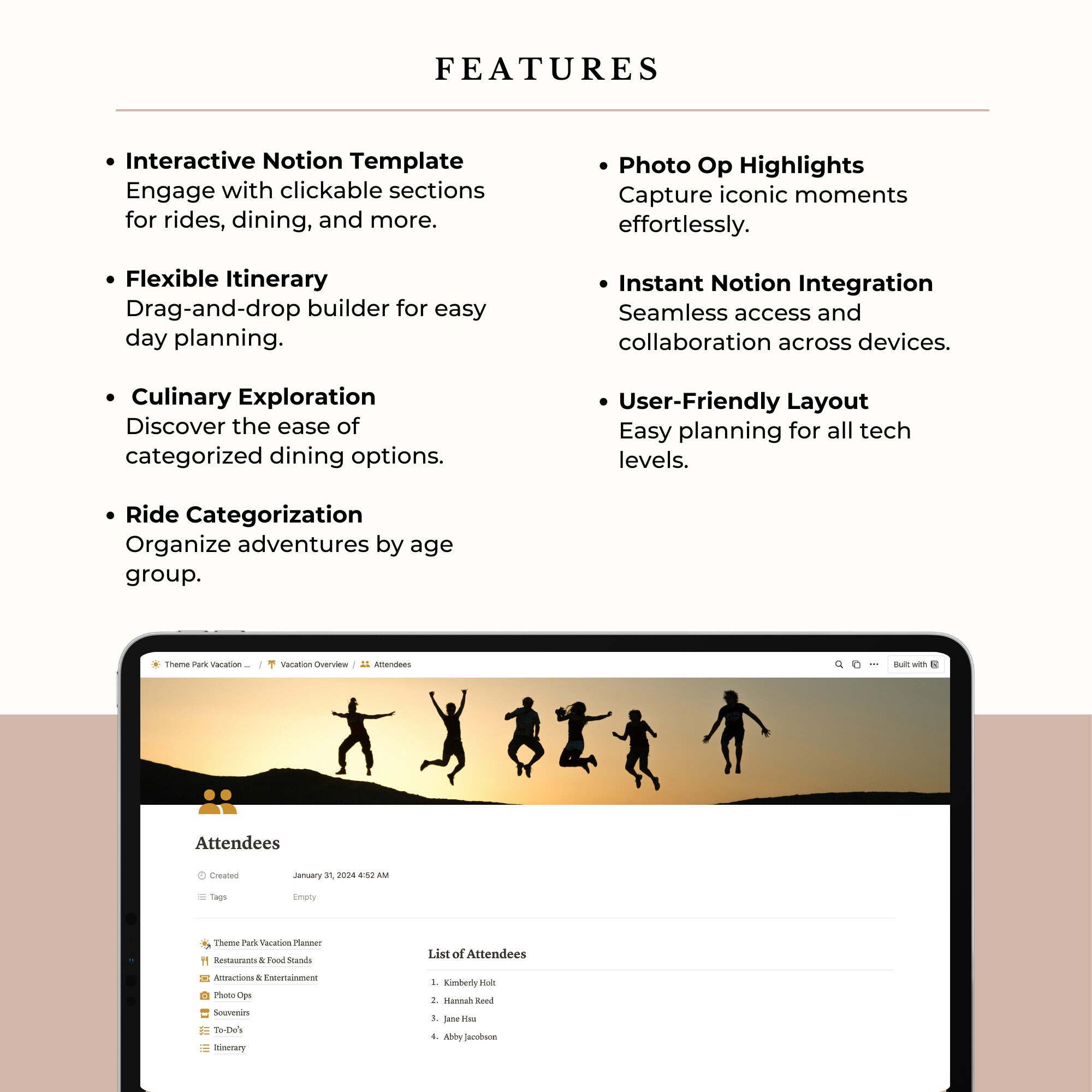 Notion Travel Journal Dashboard, Theme Park Planner, Vacation Tracker ...