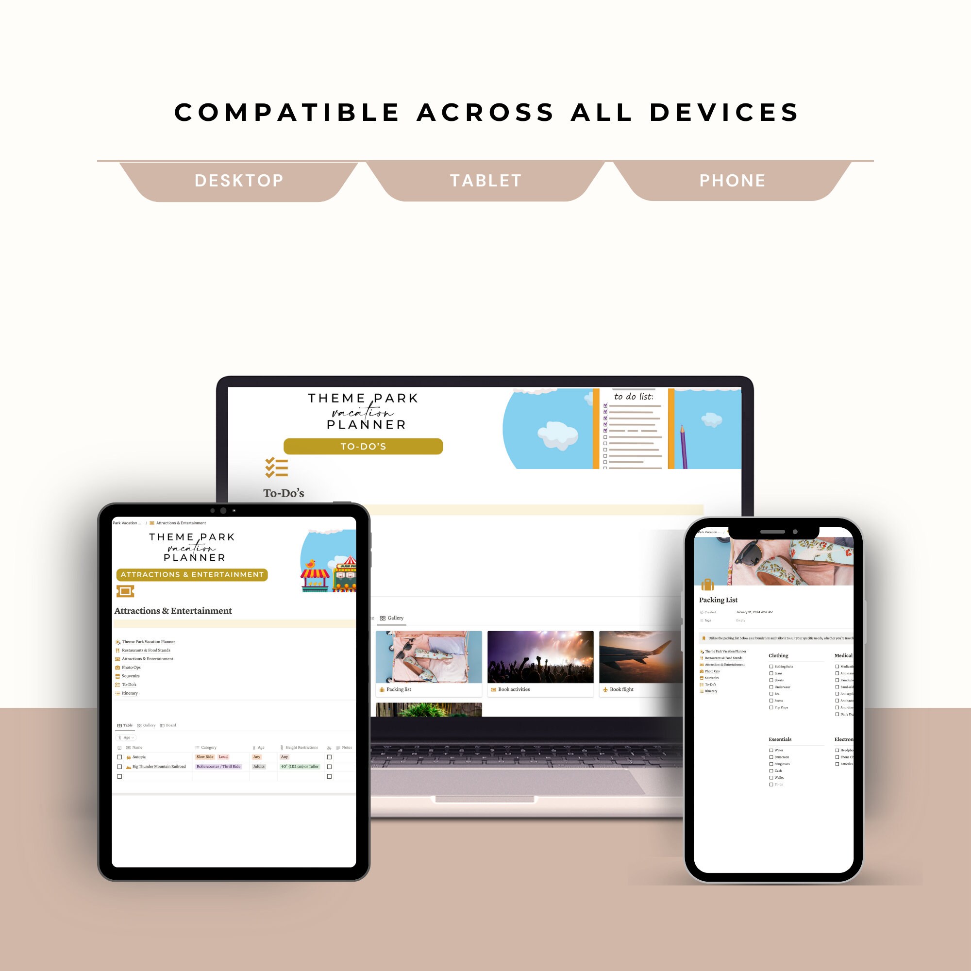 Notion Travel Journal Dashboard, Theme Park Planner, Vacation Tracker ...
