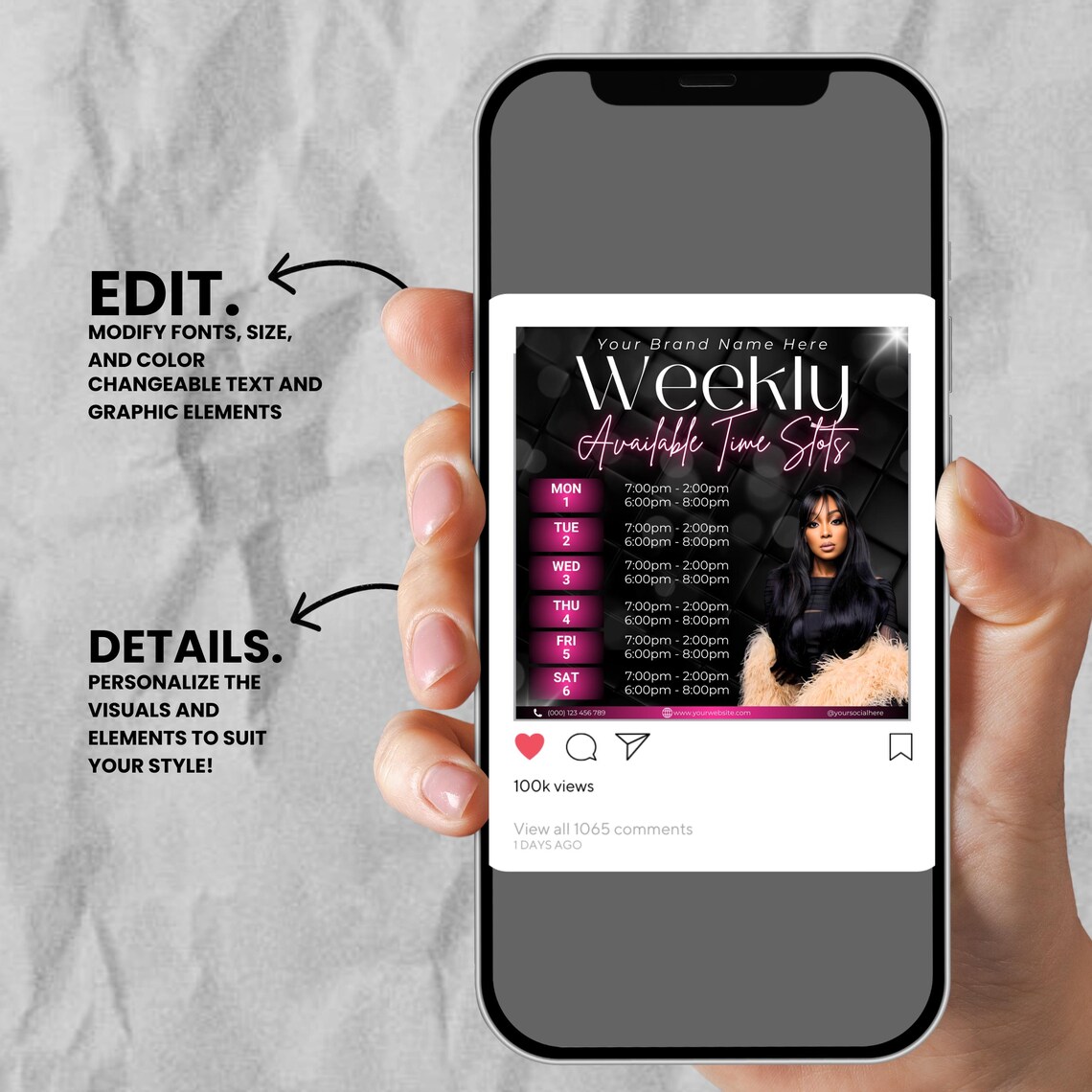 Weekly Time Slots Flyer, Canva Schedule Template, Client Appointment ...