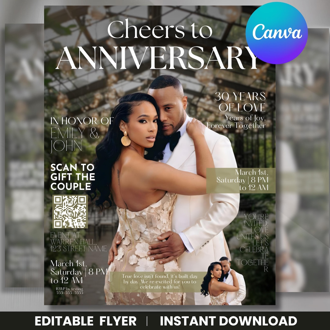 Couple Magazine Template, Wedding Anniversary, Personalized Couple ...