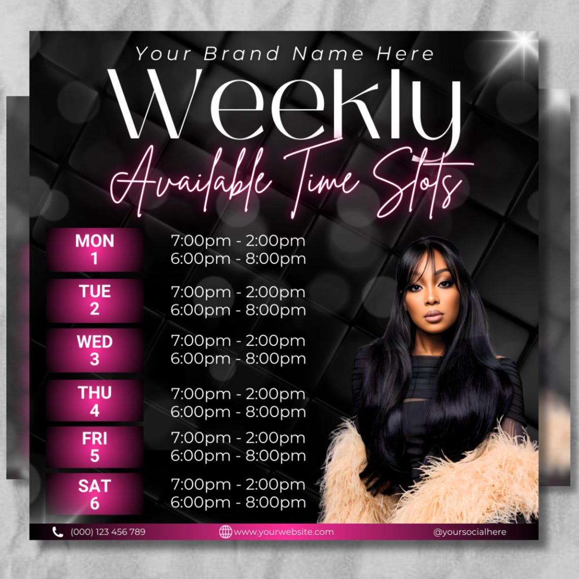 Weekly Time Slots Flyer, Canva Schedule Template, Client Appointment ...