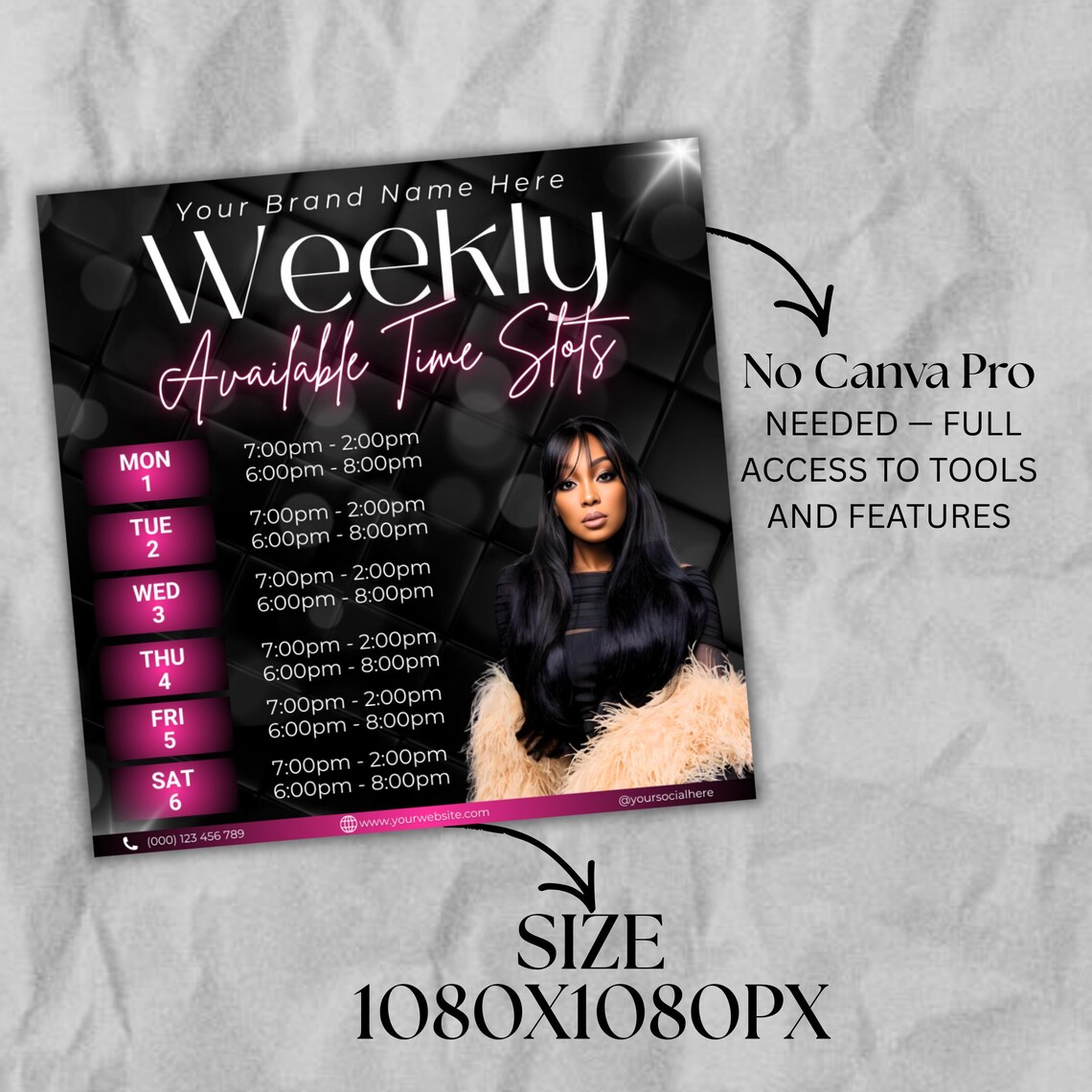 Weekly Time Slots Flyer, Canva Schedule Template, Client Appointment ...