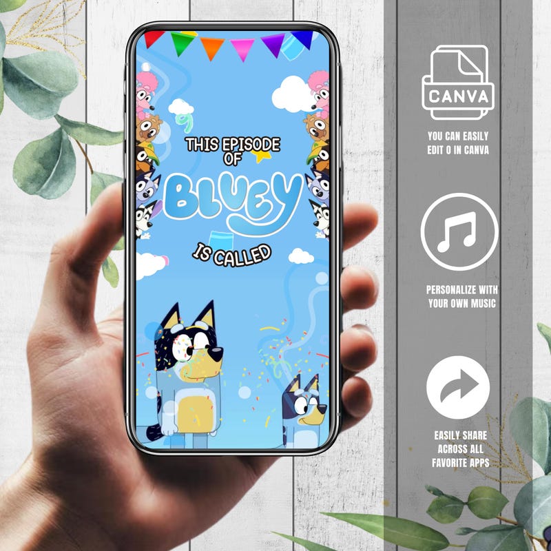 Bluey Girl Theme Invite - Etsy