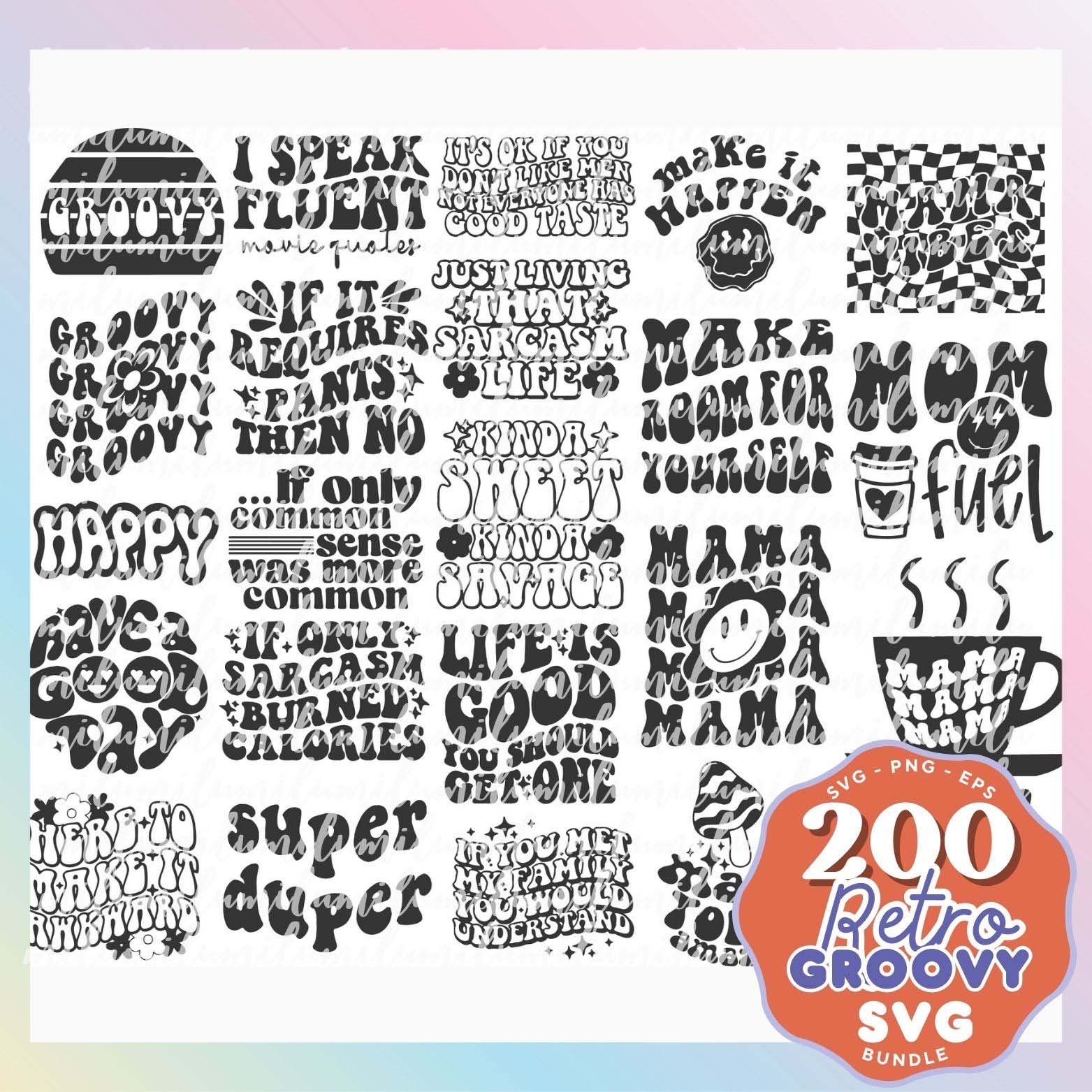 Retro Svg Bundle, Aesthetic Svg Boho Rainbow Svg Groovy Svg Hippie Svg ...