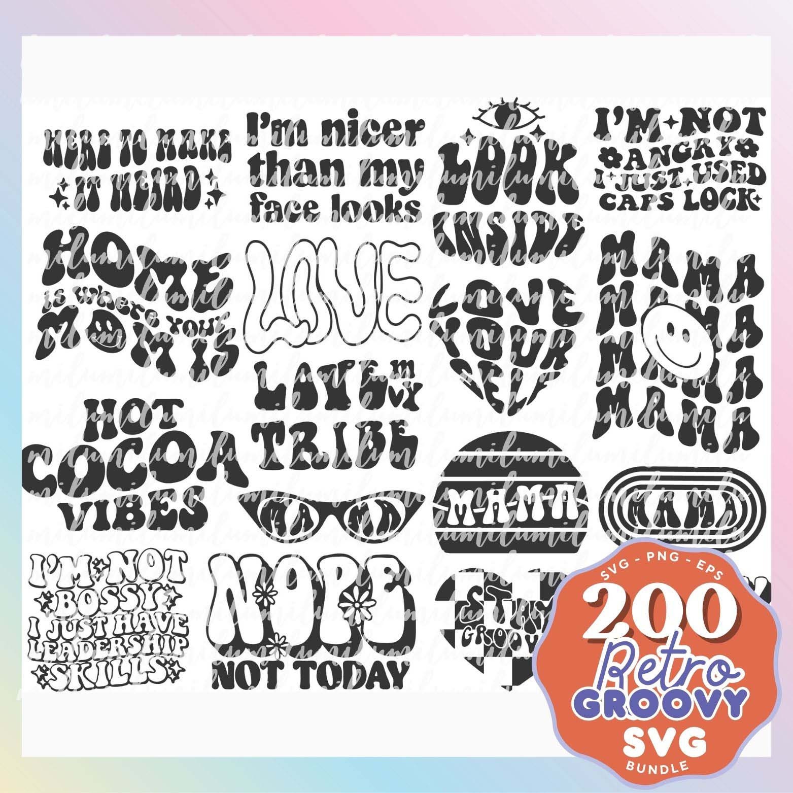 Retro Svg Bundle, Aesthetic Svg Boho Rainbow Svg Groovy Svg Hippie Svg ...