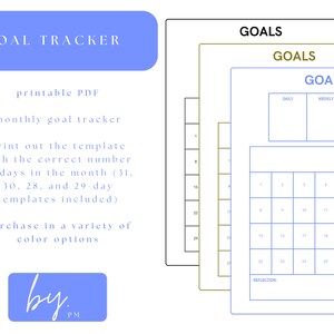 Goal Tracker | Daily, Weekly, Monthly Goals and Habits Chart, Digital ...