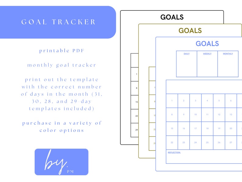 Goal Tracker | Daily, Weekly, Monthly Goals and Habits Chart, Digital ...